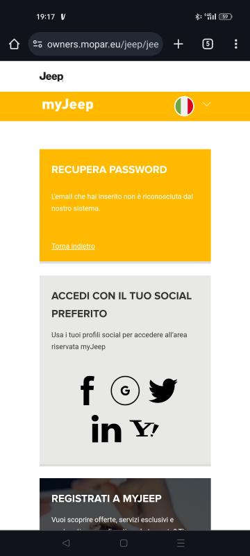 Accesso aria riservata my jeep