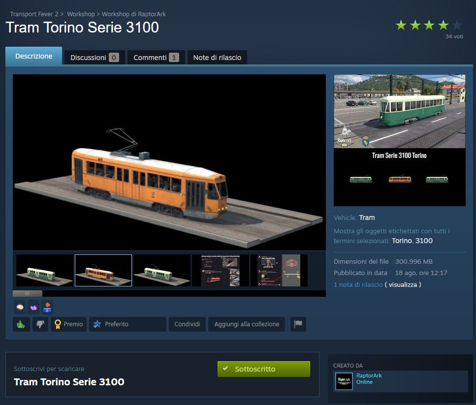 Tram Torino Serie 3100